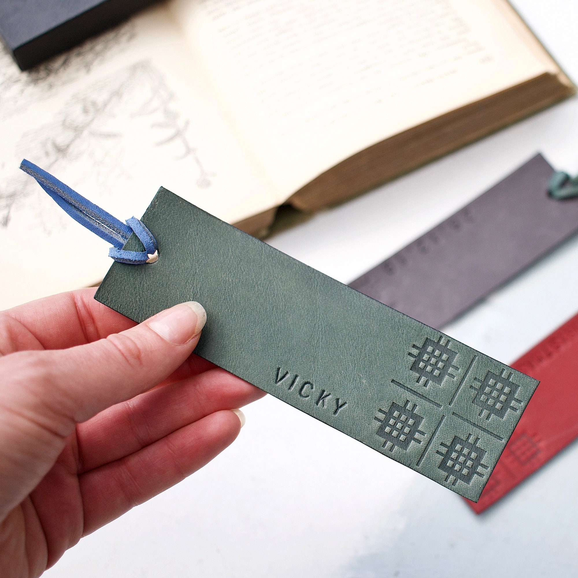 Personalised Italian Leather Bookmark With Welsh Design Detail - Etsy