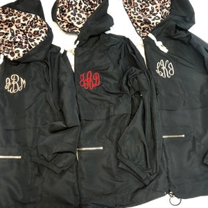 Rain Jacket, Womens Monogrammed Rain Coat, Leopard Print Wind Breaker ...