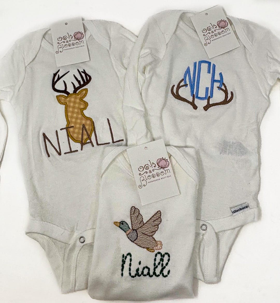 Embroidered Baby Onesie, Hunting Design, Personalized Newborn Gift - Etsy