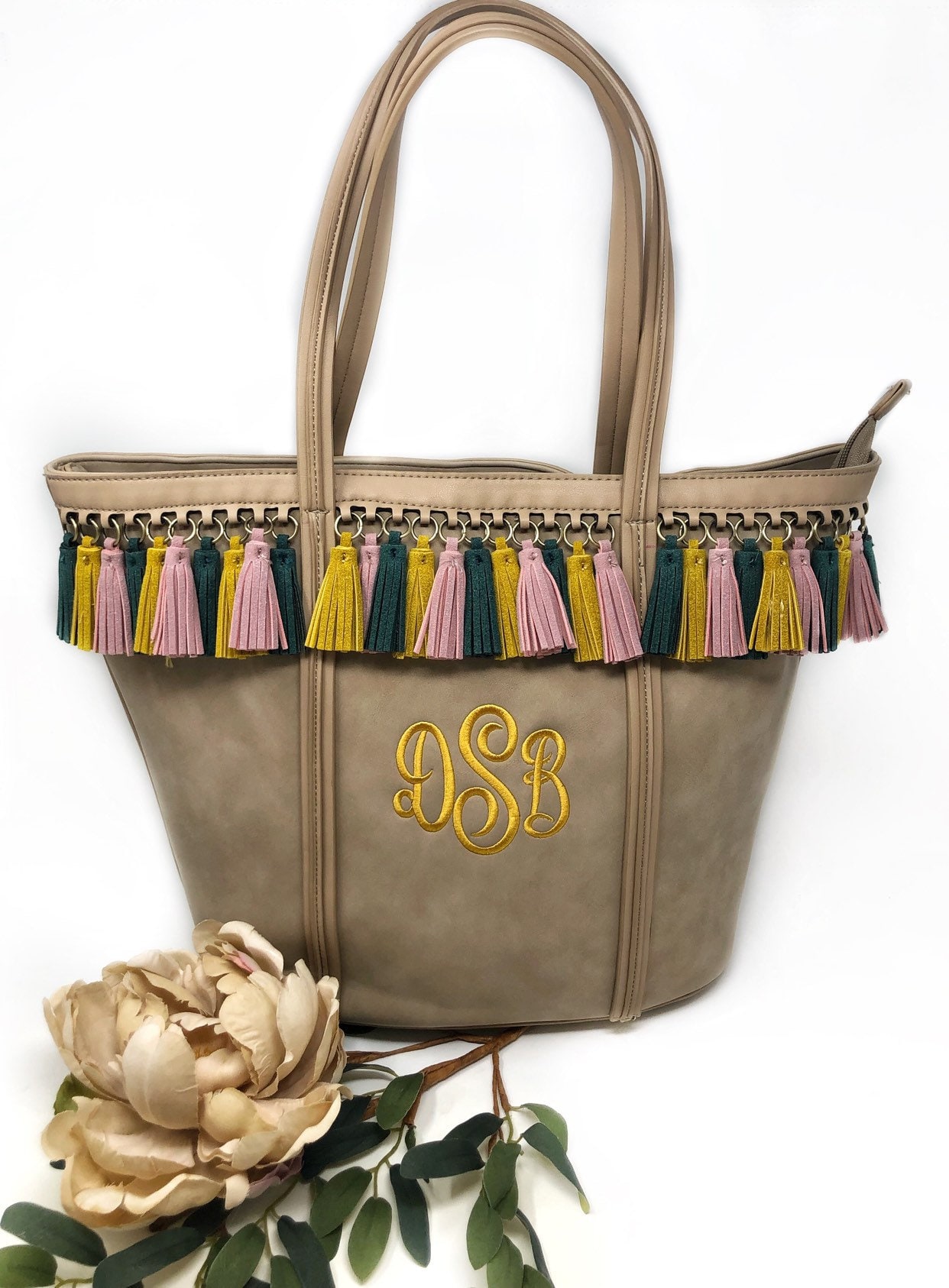 Monogrammed Women’s Purse, Monogrammed Tote Bag, Monogrammed Tassel ...
