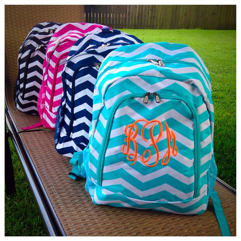 Monogrammed Chevron Backpacks | Womens Schoolbag | Schoolbag for Kids ...