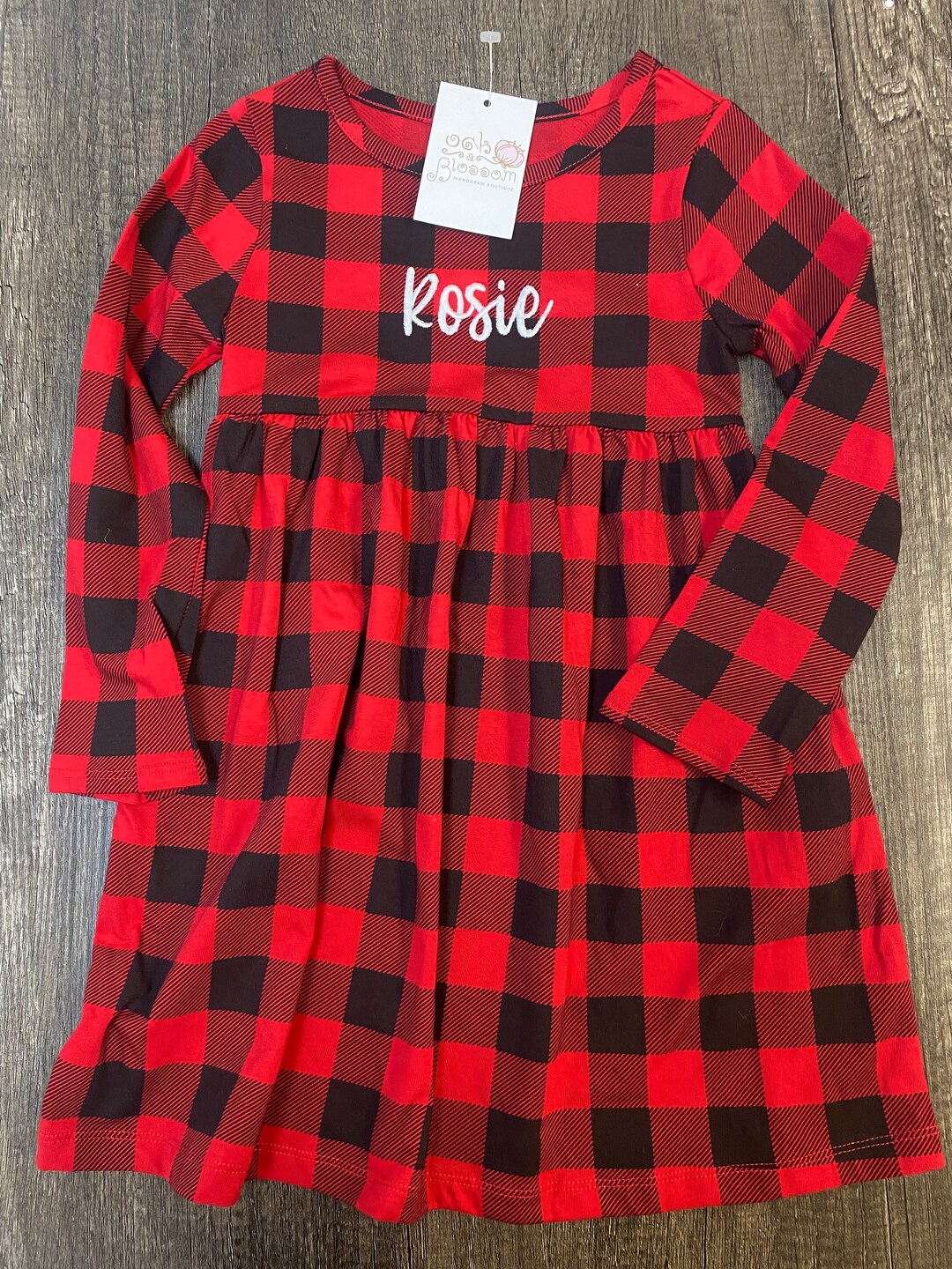 Personalized Embroidered Plaid Dress, Girls Dress for Christmas, Girls ...