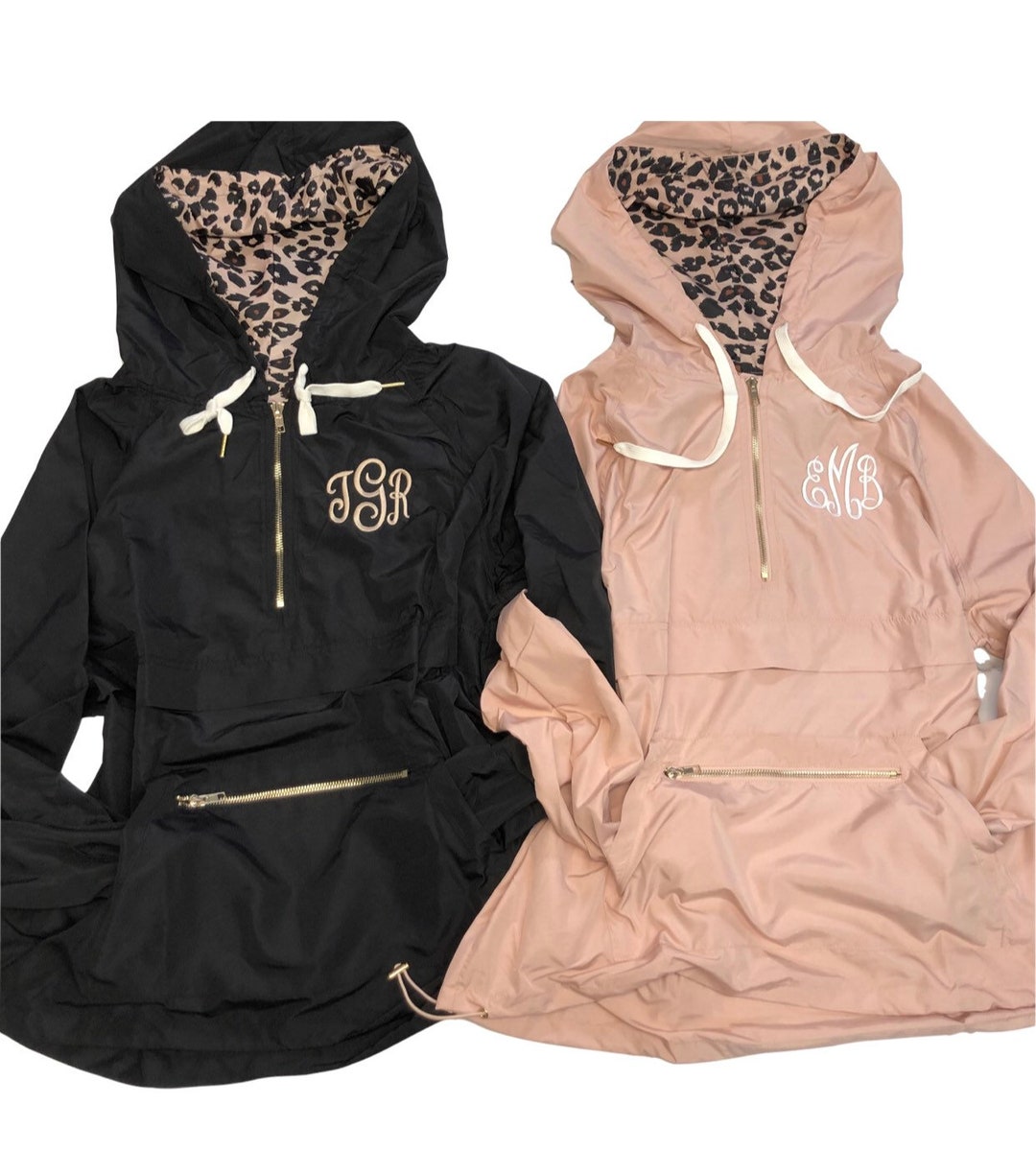 Rain Jacket, Womens Monogrammed Rain Coat, Leopard Print Wind Breaker ...