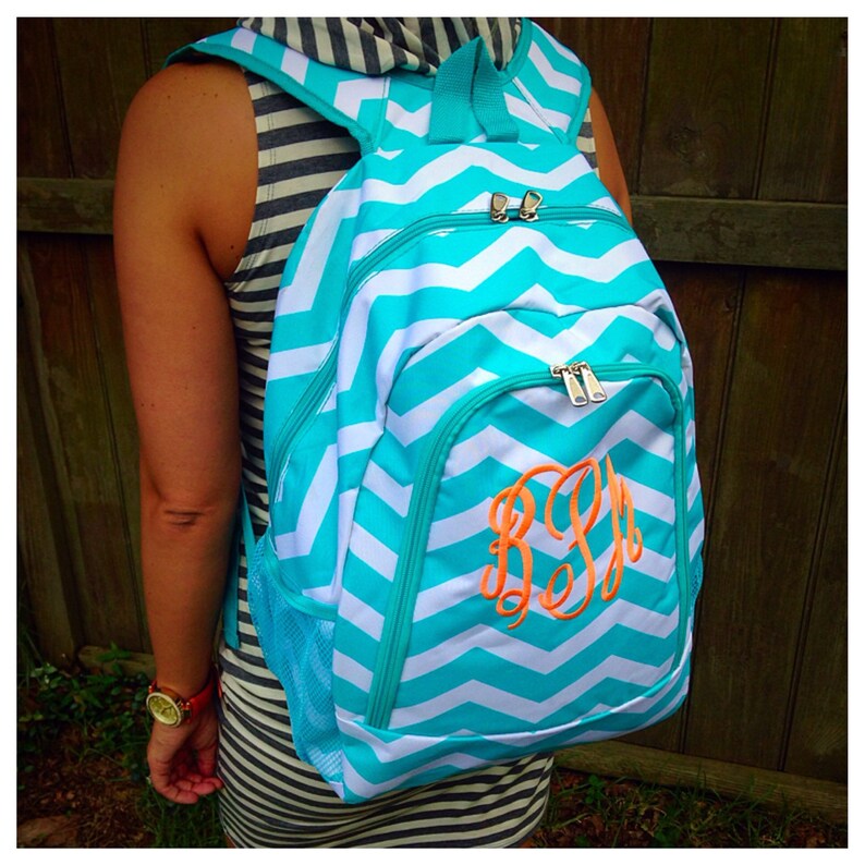 Monogrammed Chevron Backpacks | Womens Schoolbag | Schoolbag for Kids ...
