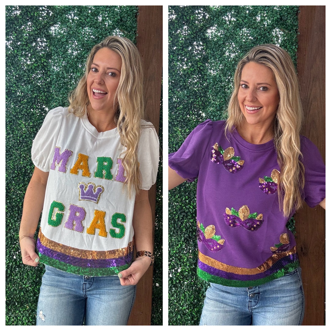 Mardi Gras Top, Womens Mardi Gras Top, Mardi Gras, Sequin Mardi Gras - Etsy