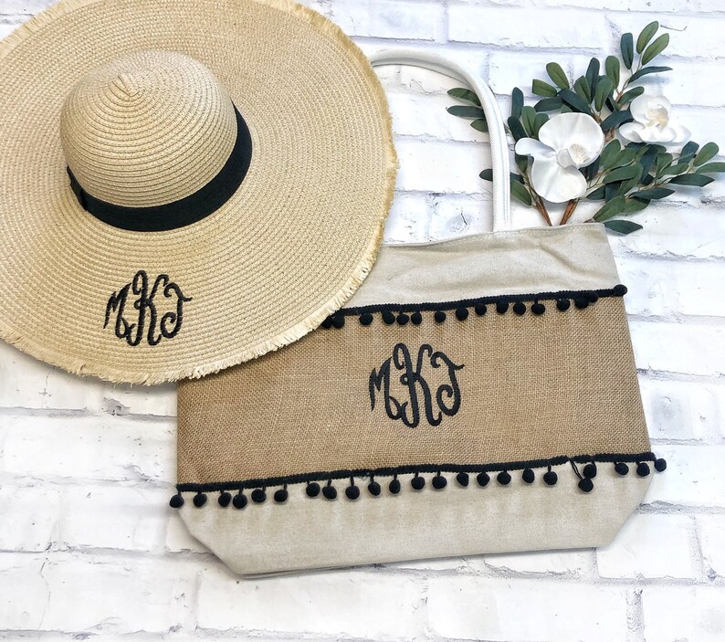 Monogrammed Tote Bag Monogrammed Beach Bag Monogrammed | Etsy