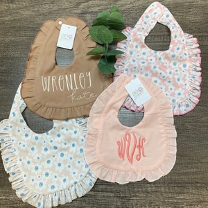 Baby Girl Bibs, Monogrammed Bibs, Embroidered Bib, Embroidered Baby ...