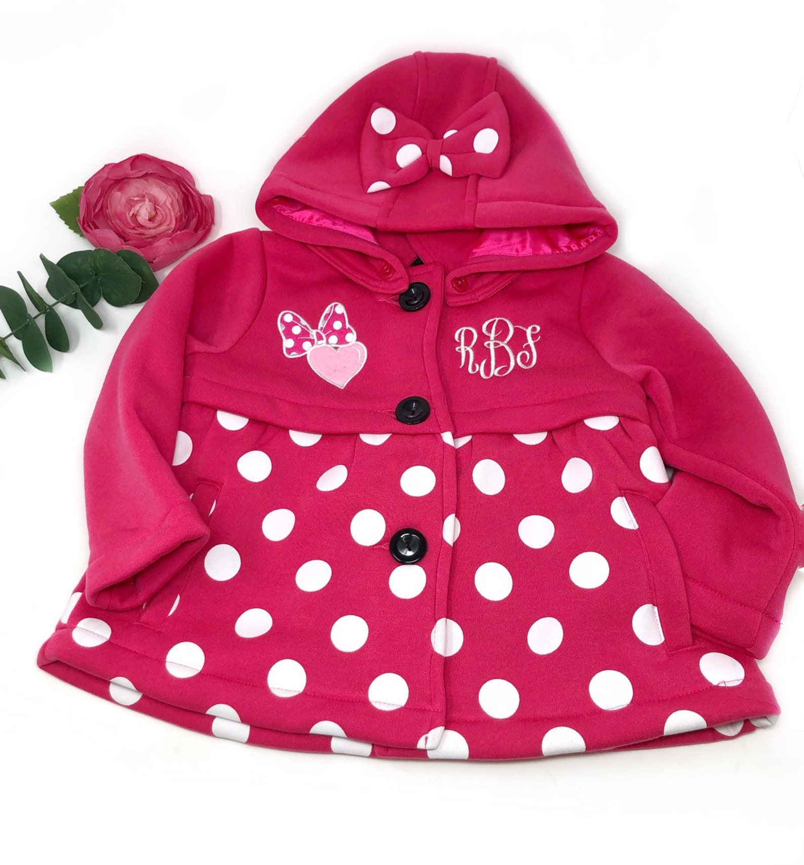 Girls Monogrammed Jacket, Minnie Mouse Girls Jacket, Personalized Coat ...