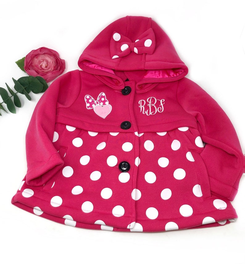 Girls Monogrammed Jacket, Minnie Mouse Girls Jacket, Personalized Coat ...
