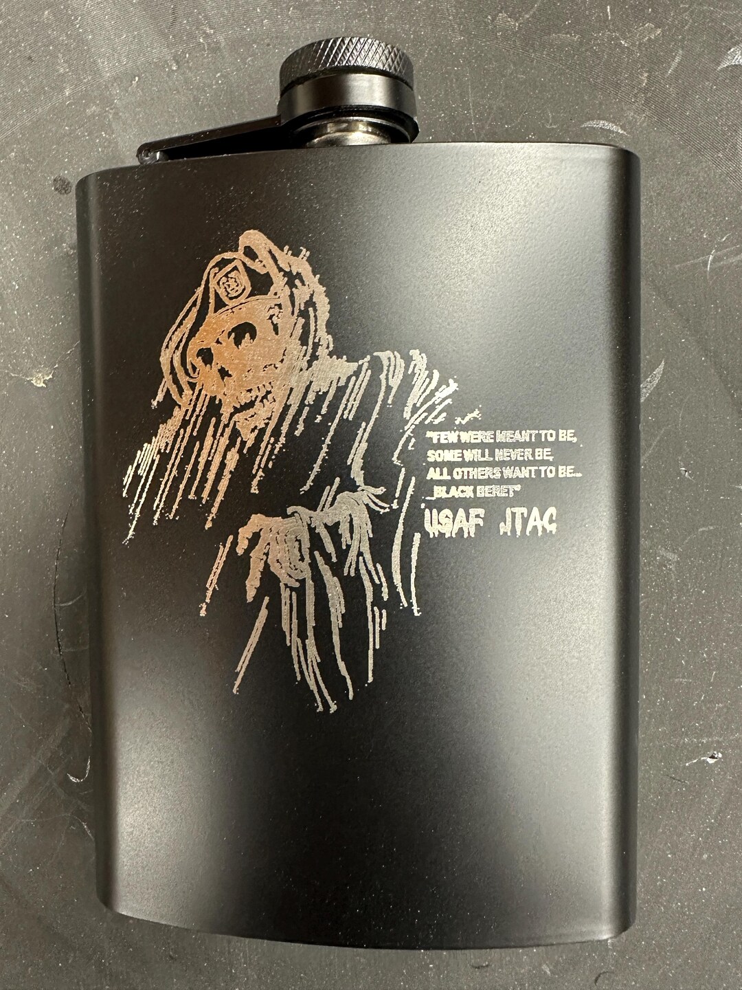 Military Themed TACP/JTAC Grim Reaper Motto Black Hip Flask With ...