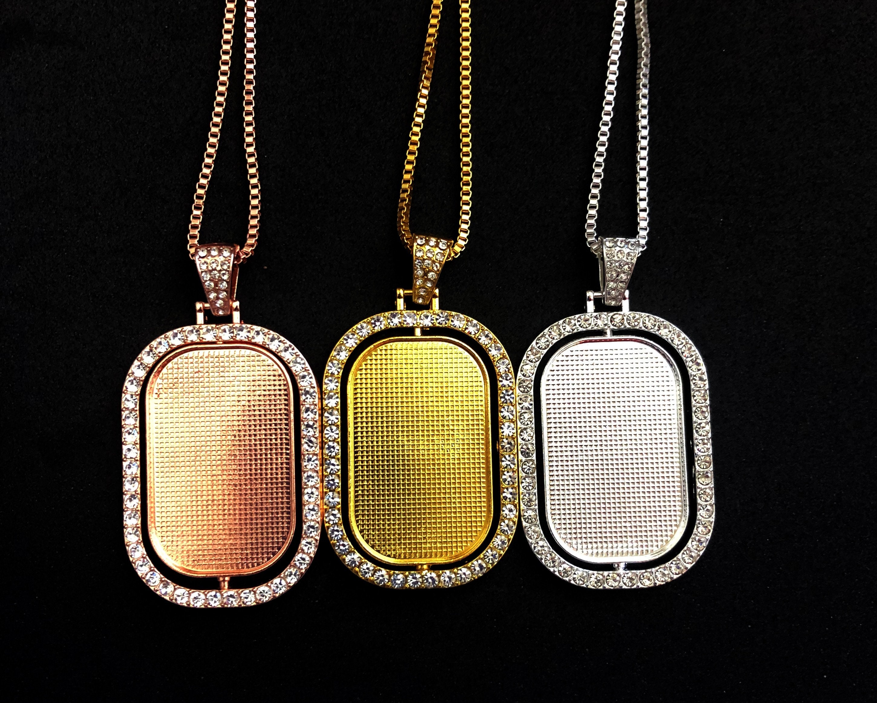 Custom Made Silver Double Sided Photo Pendant With Necklace, Cubic ...