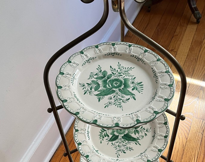 3 Tiered Brass Plate Stand/rack W/ Plates Made in Italy for Bomwit ...