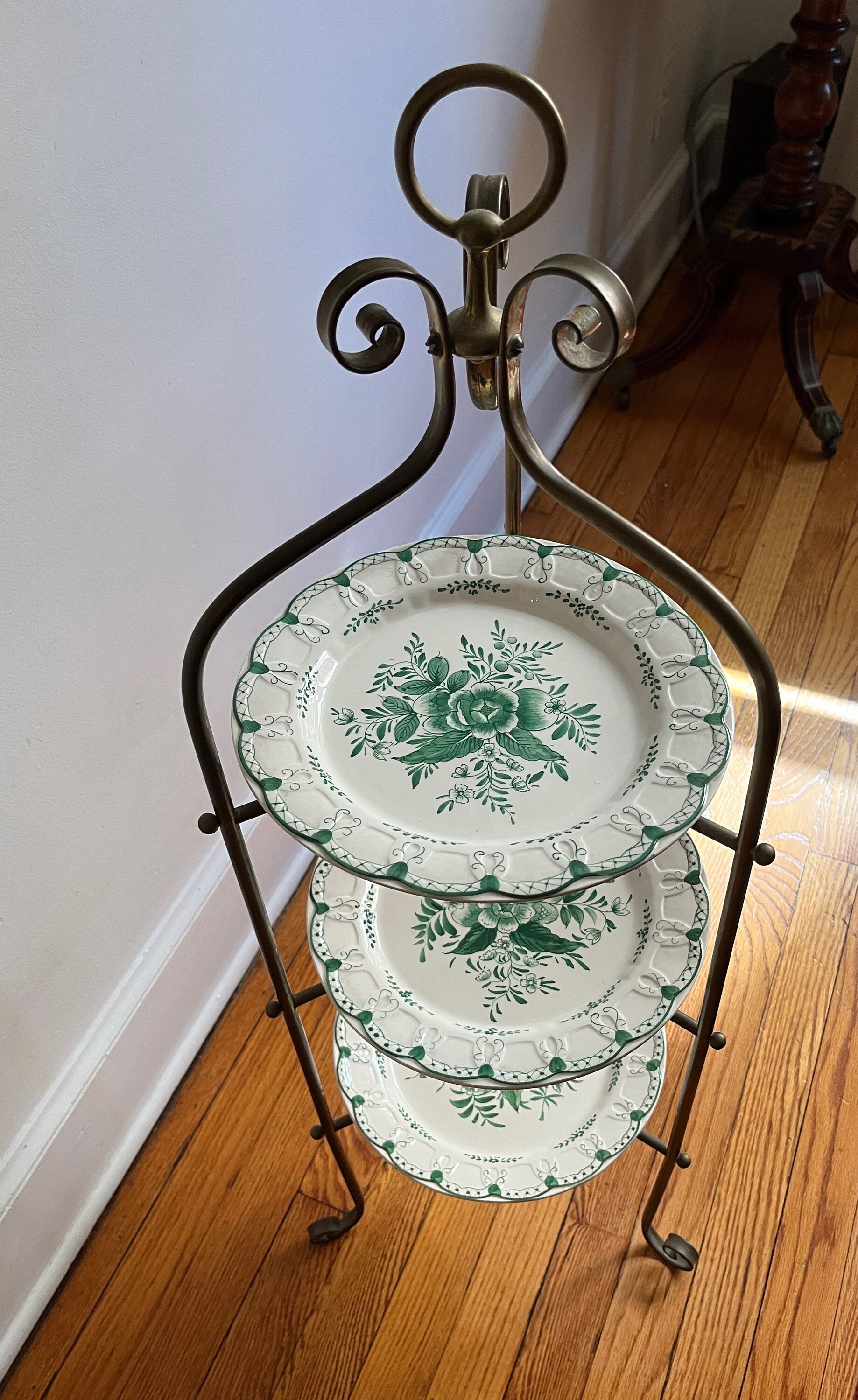 3 Tiered Brass Plate Stand/rack W/ Plates Made in Italy for Bomwit ...