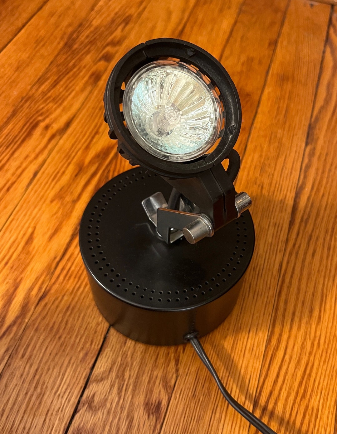 Compact Black Spot Light Corded Halogen Lamp W Slide Dimmer -round Cage ...