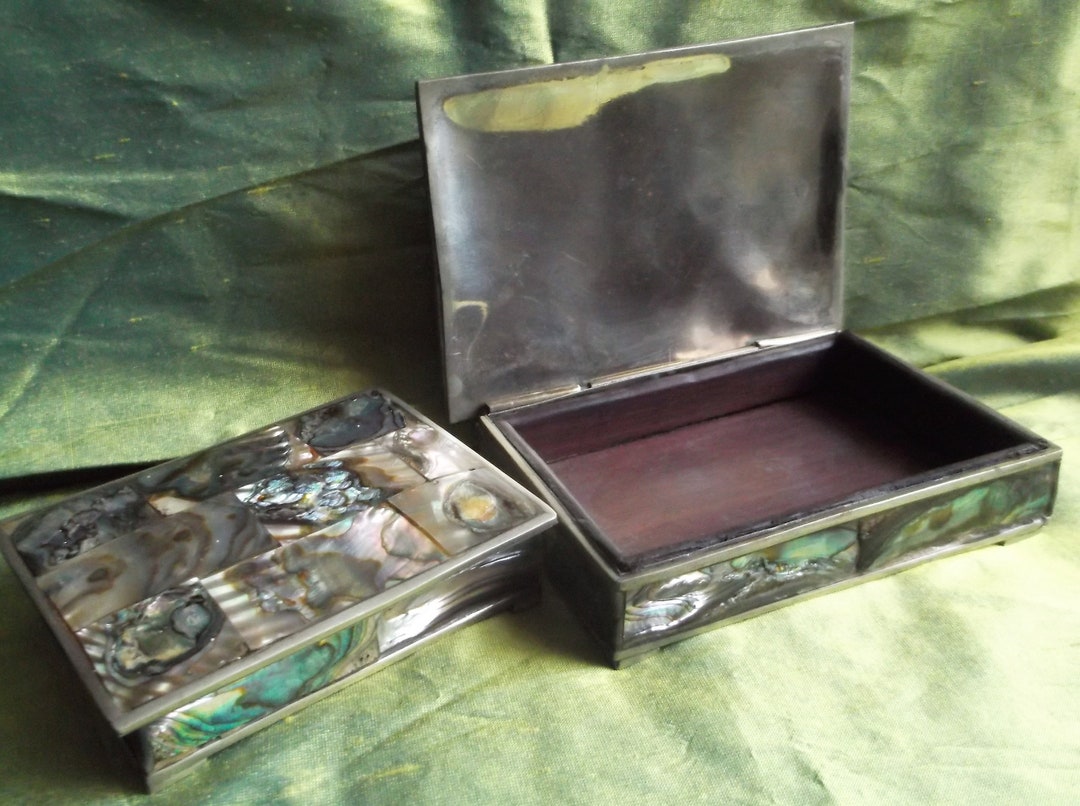 Vintage Abalone Mexican Alpaca Silver Boxes - Etsy