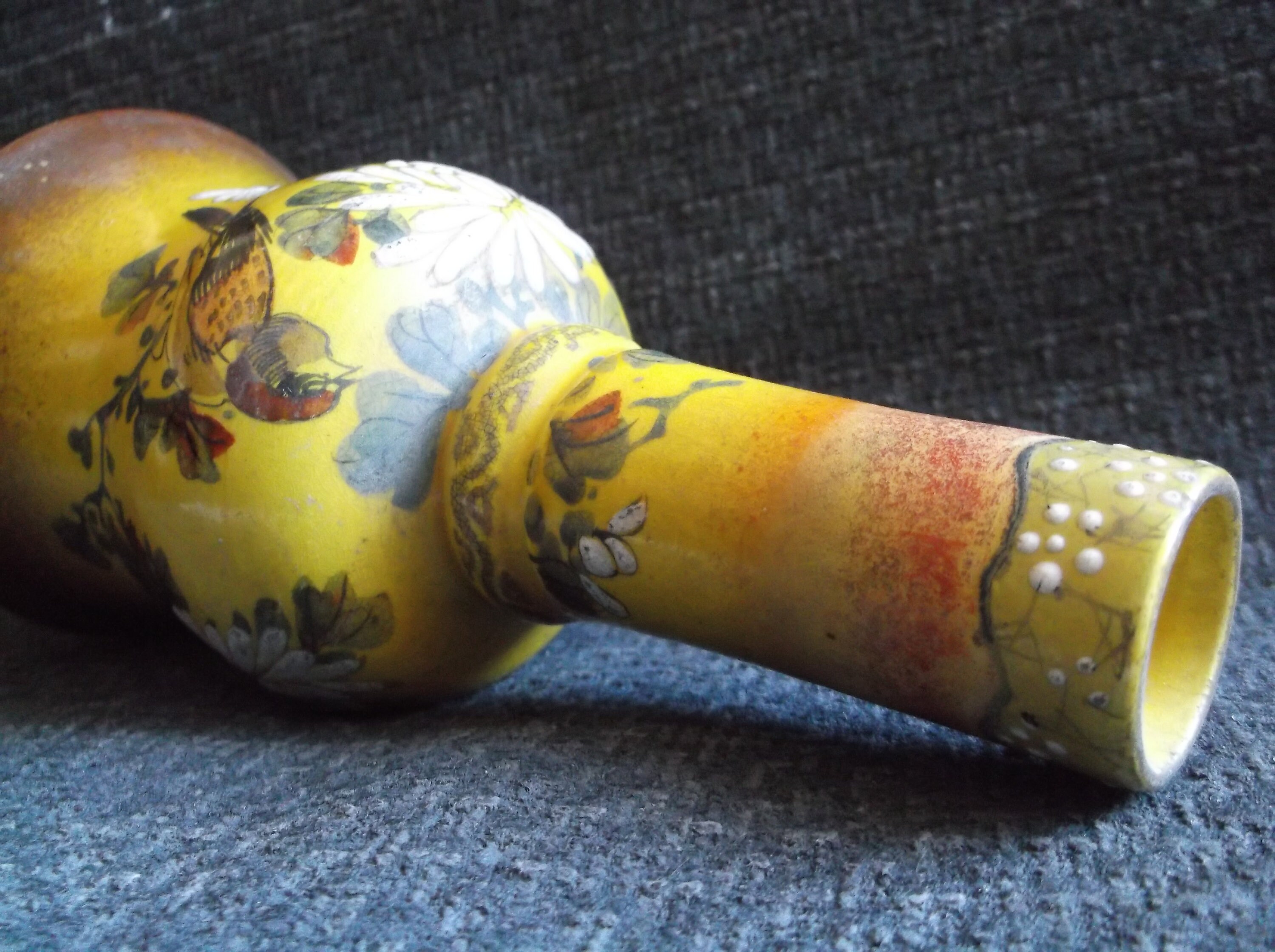 Bell Vase Bottle Vase Yellow Ground With Enamelled - Etsy UK