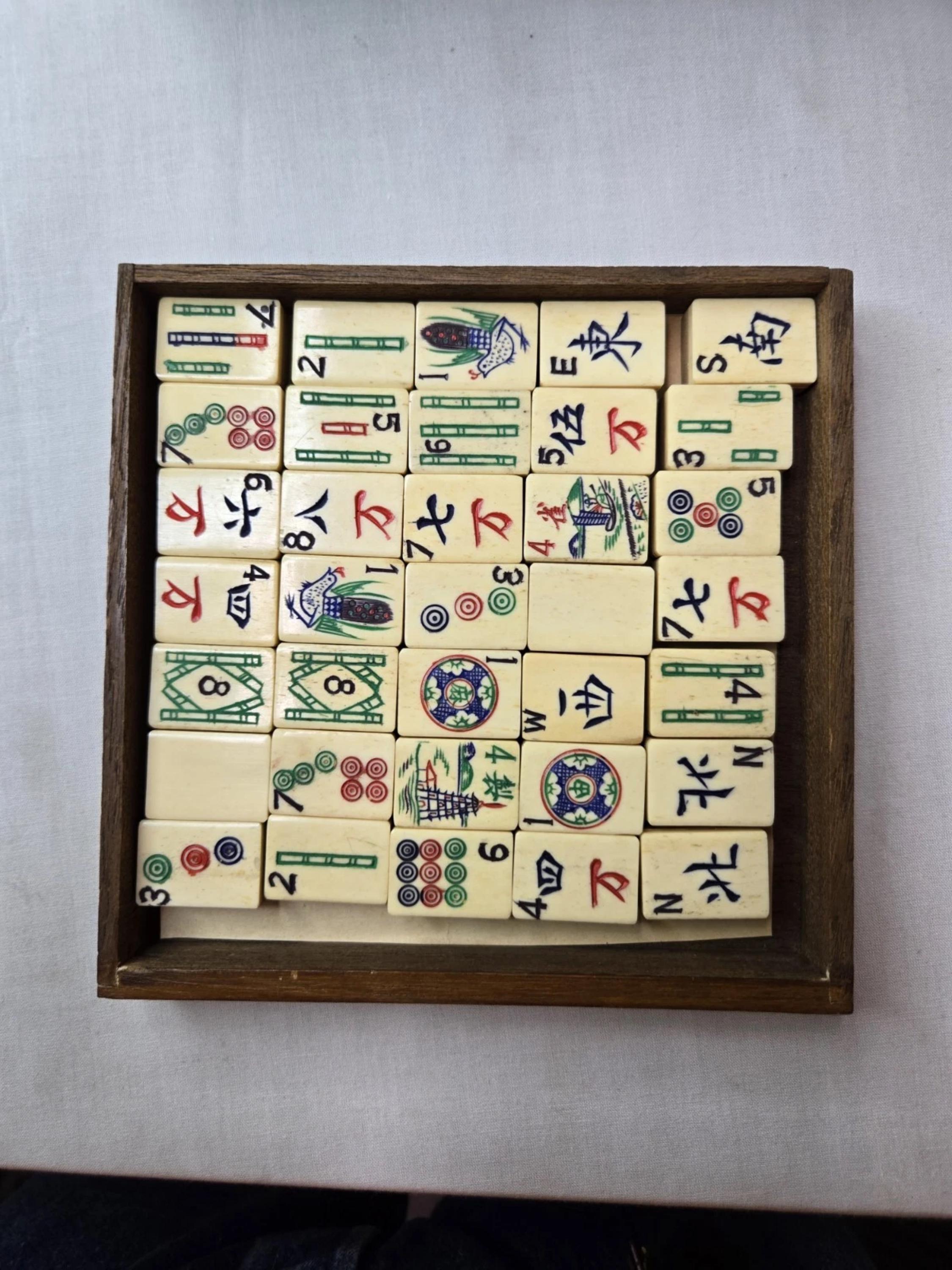 Mahjong Wooden Game Box From 1906 Complete Set With Bakelite Pieces 5 ...