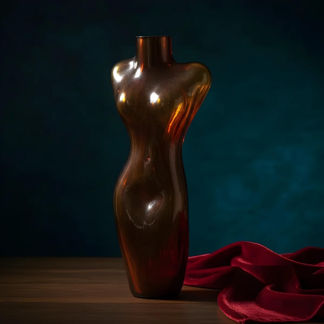 Vintage Butterscotch Glass Torso Vase – Italian Hand-blown Sculptural ...