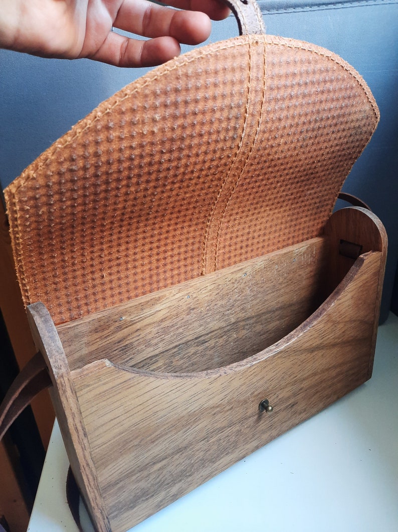 HANDMADE WOODEN Hand Bag Camel Leather Cedar Wood - Etsy