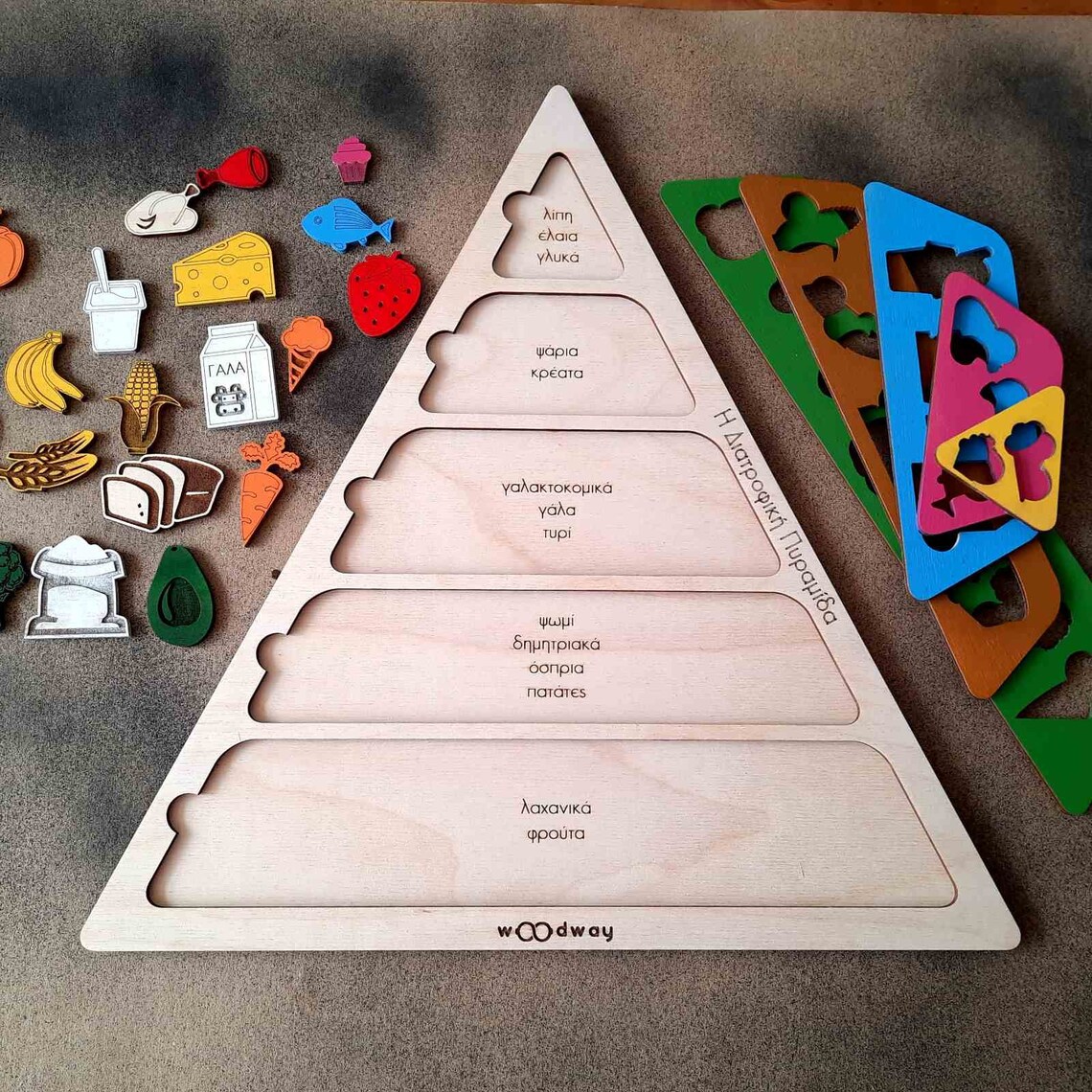 Wooden Nutrition Pyramid Puzzle | English or Greek Language | Food ...