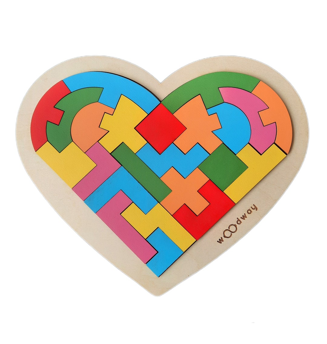 Wooden Tetris Heart Puzzle | Wooden Educational Montessori Material ...