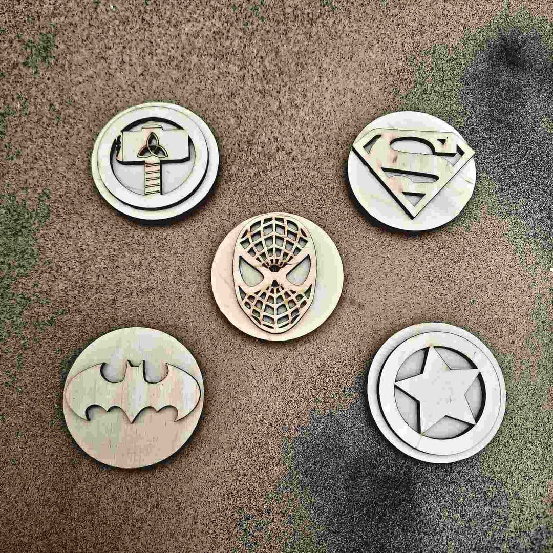 5 X Wooden Super Hero Stamp | Super Hero Stamp | Playdough Stamps ...