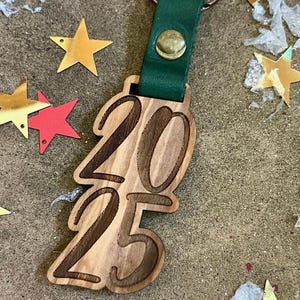 Olive Wood Keychain With 2025 Engraving – Rustic Wooden Keyring ...