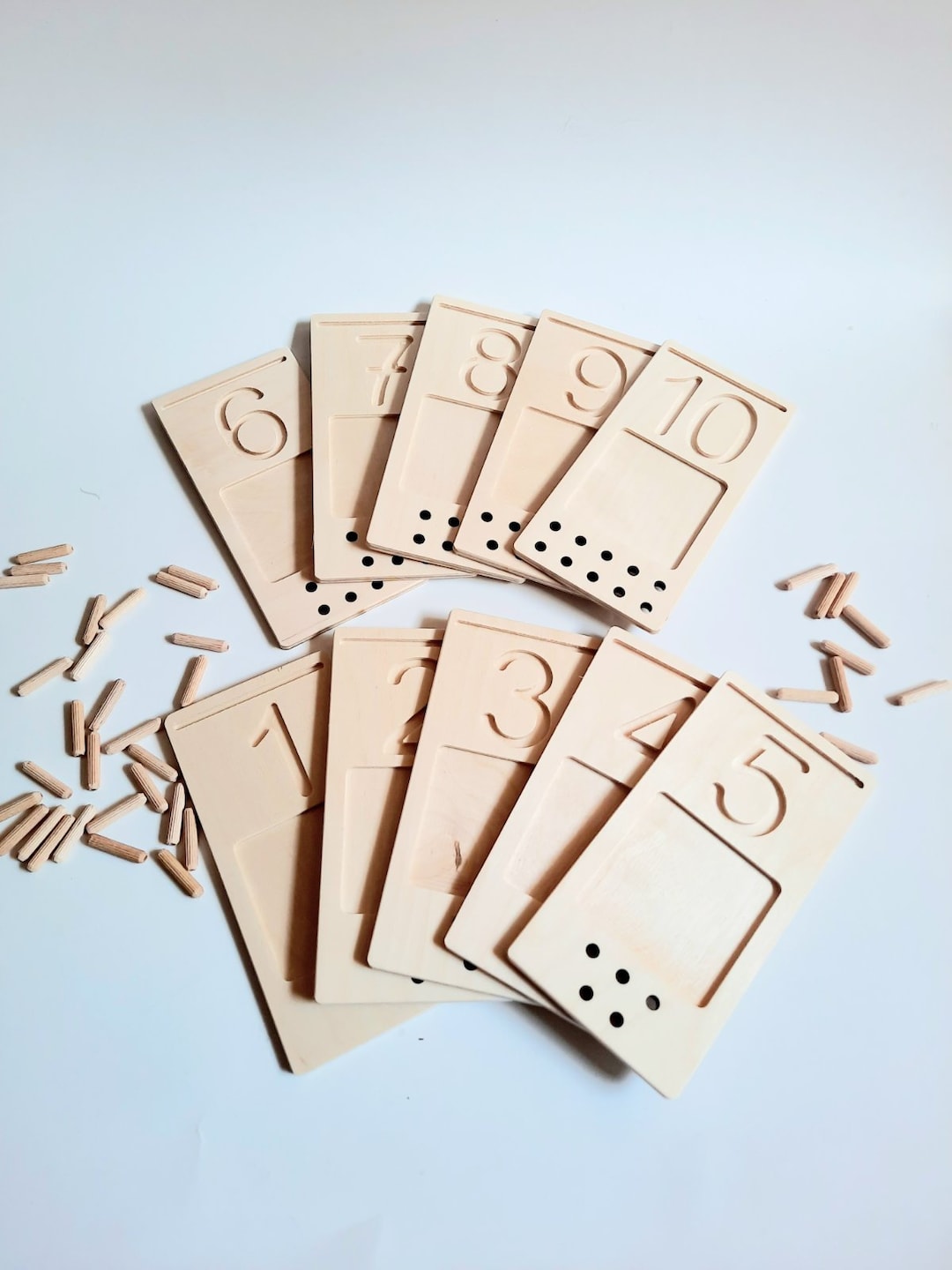 Montessori Wooden Number Tracing Boards 1-10 With Wooden Pegs - Etsy