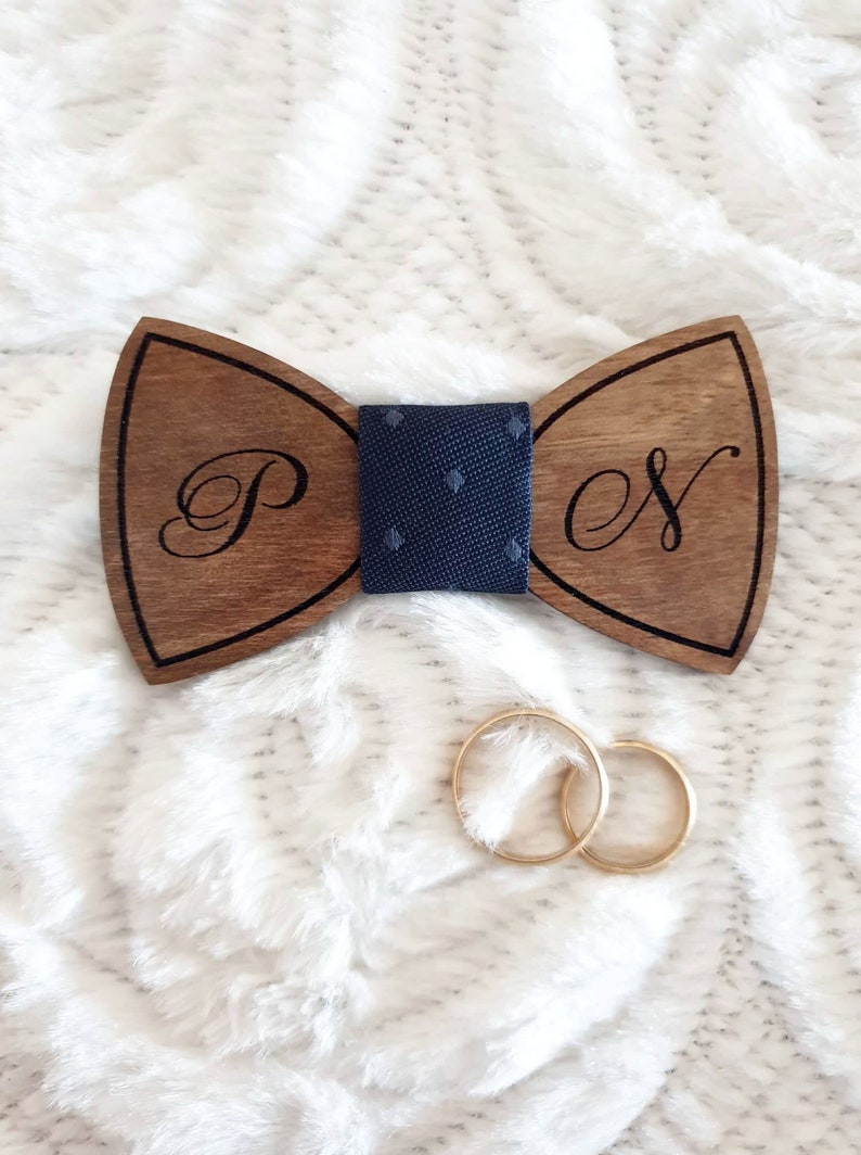 Wedding Wooden Bow Tie W/ Couple's Initials | Groom Gift Bow-tie ...