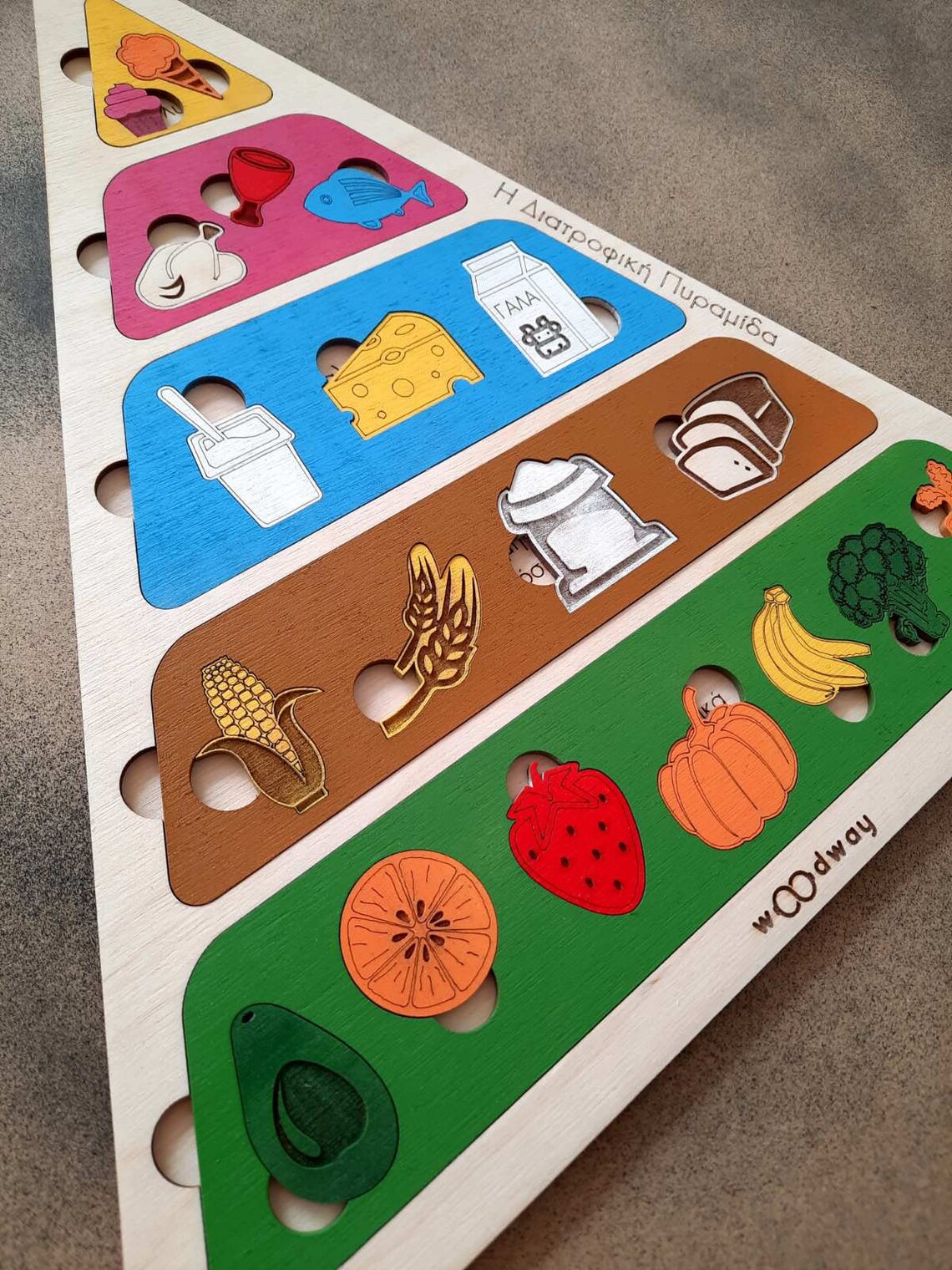 Wooden Nutrition Pyramid Puzzle | English or Greek Language | Food ...