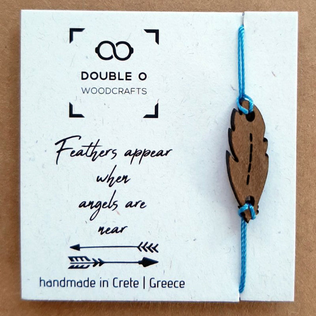 Feather Wooden Bracelet Feathers Appear When Angels Are Near - Etsy