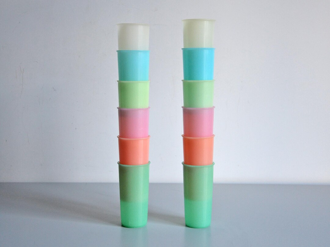 Set of 6 Vintage Tupperware Cups, Tumblers, Pastel Color From the 60s ...