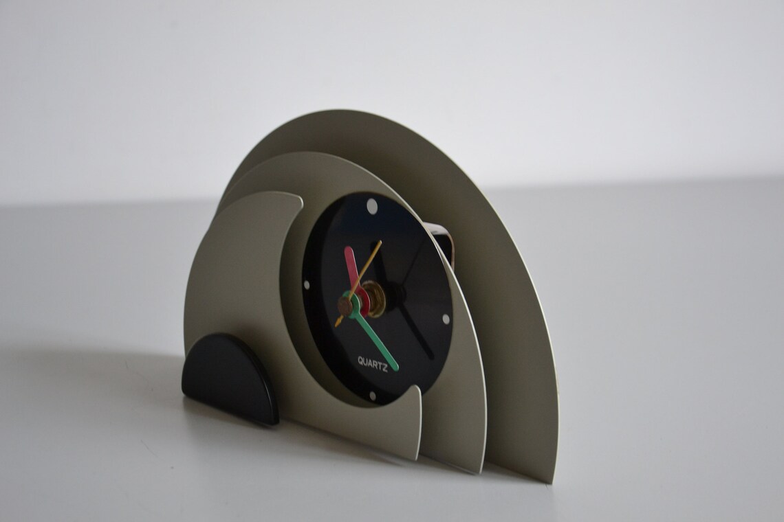 Vintage Modernist Design Clock Geometric 80s - Etsy