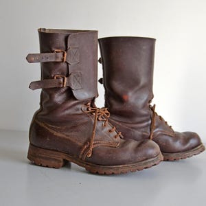 Vintage Military Rangers, Brown Leather Shoes, Pair of Army Boots ...