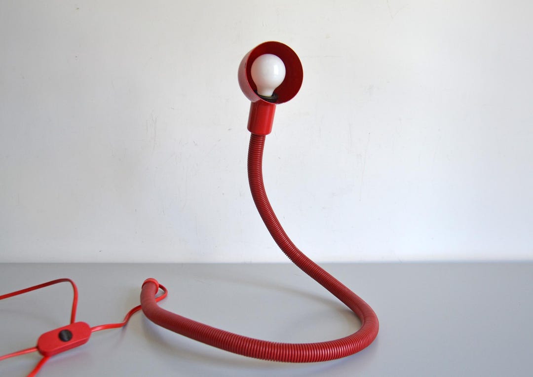 Flexible Snake Cobra Lamp Design HEBI by ISAO HOSOE, Vintage Red Desk ...