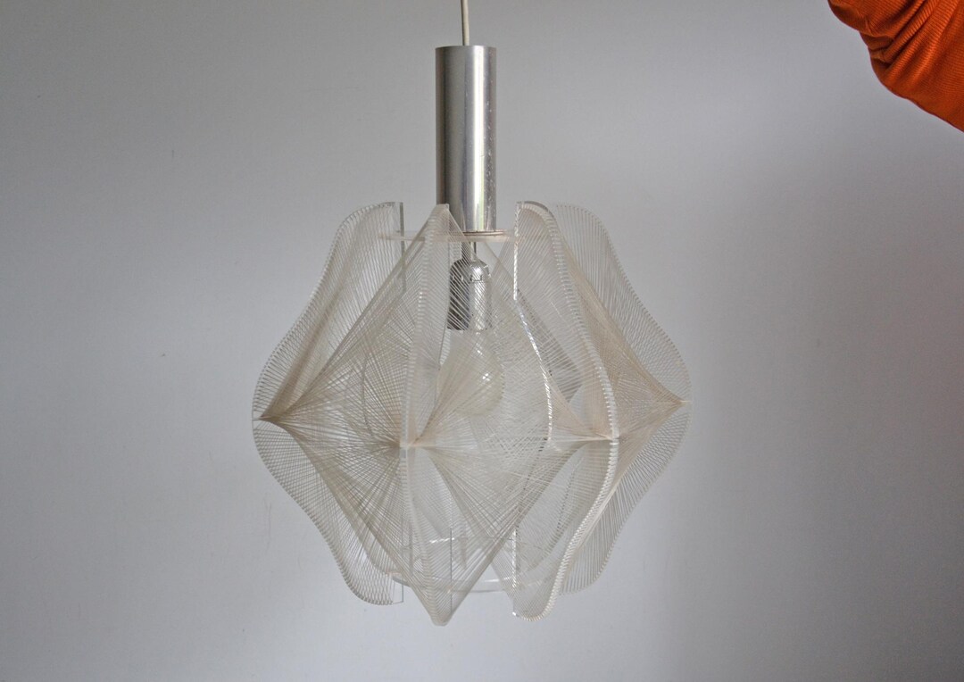 Vintage String and Plexiglass Pendant Lamp, Design Paul Secon for ...
