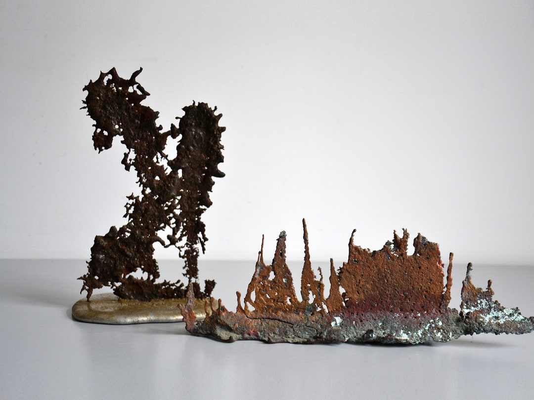 Abstract Sculpture in Oxidized Metal Lace, Art Brut Style, Vintage 50's ...
