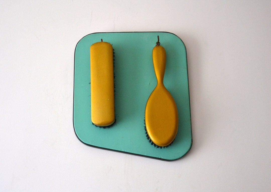 Vintage Asymmetrical Free-form Brush Holder, Blue Green Formica 60s - Etsy