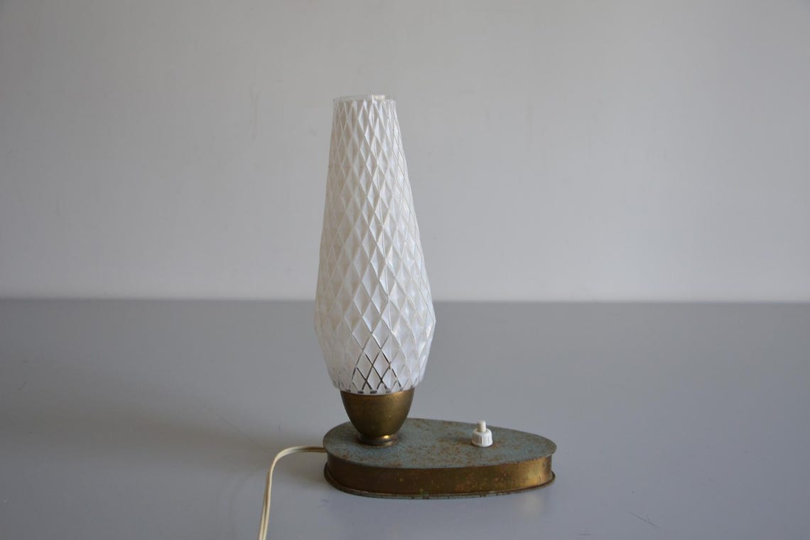 Vintage Table Lamp, Desk Lamp, Metal and Glass Bedside Lamp, 60's Free ...