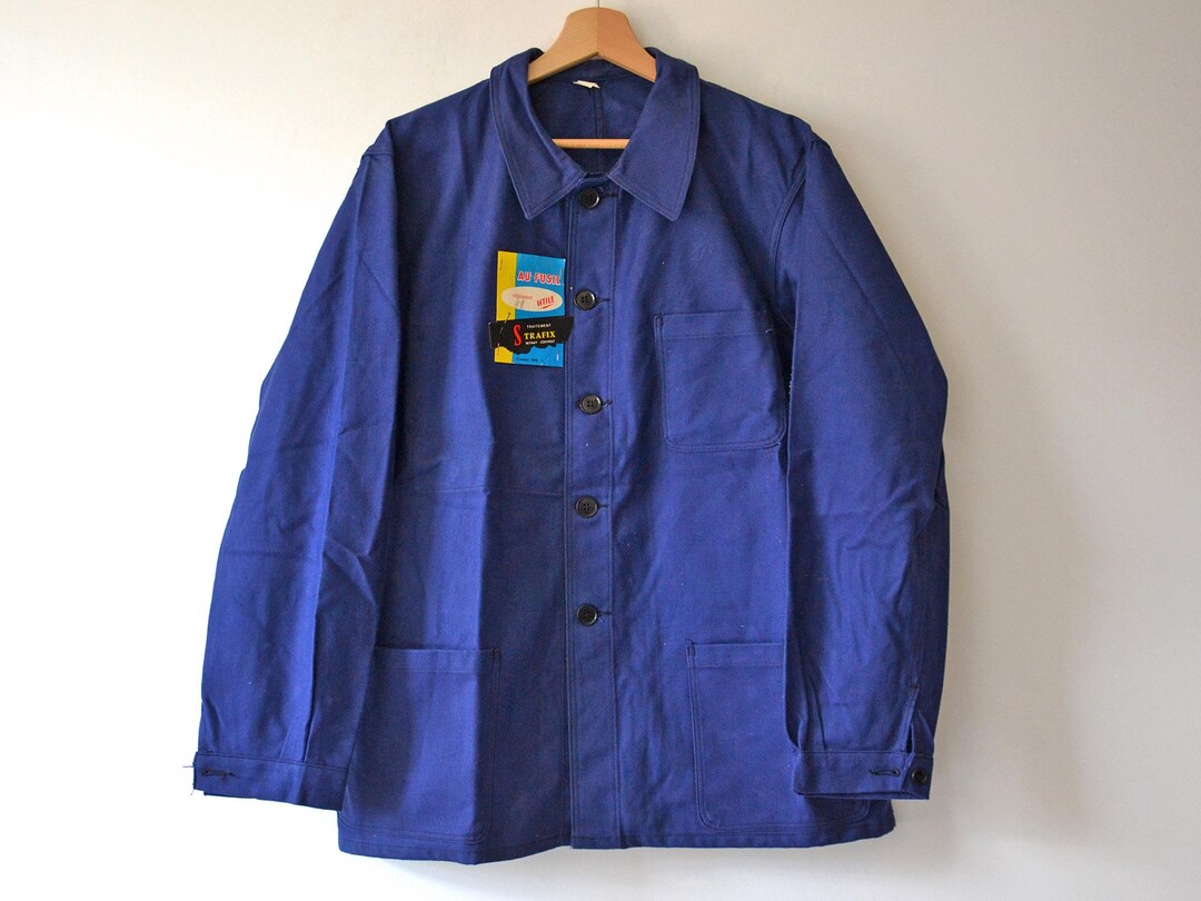 Vintage Work Jacket AU FUSIL, Indigo Blue Cotton, French Workwear New ...