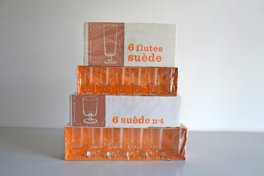 Set of 6 LUMINARC Glasses, SUEDE Model, ARC France Crystal Glassware, 4 ...