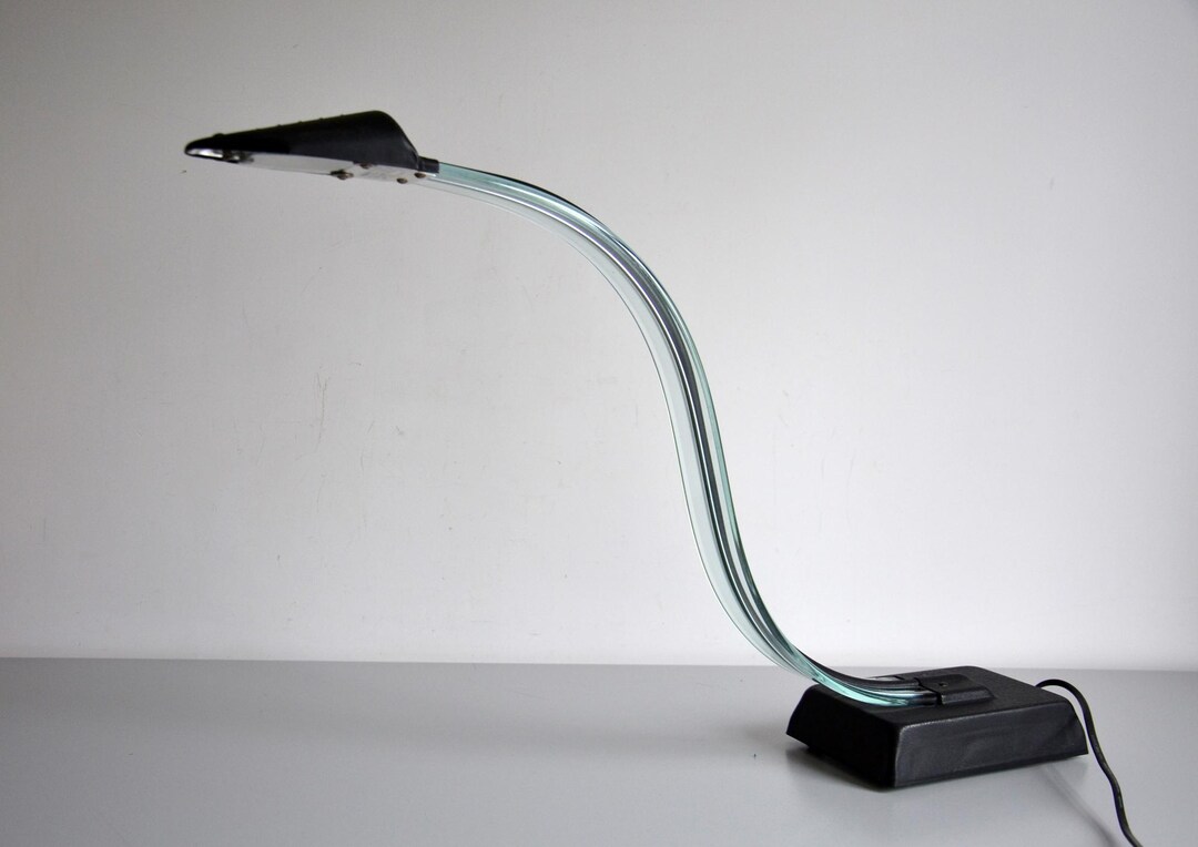 Lumijura Cobra Lamp Modernist Design 80s, Vintage Black and Lucite Desk ...