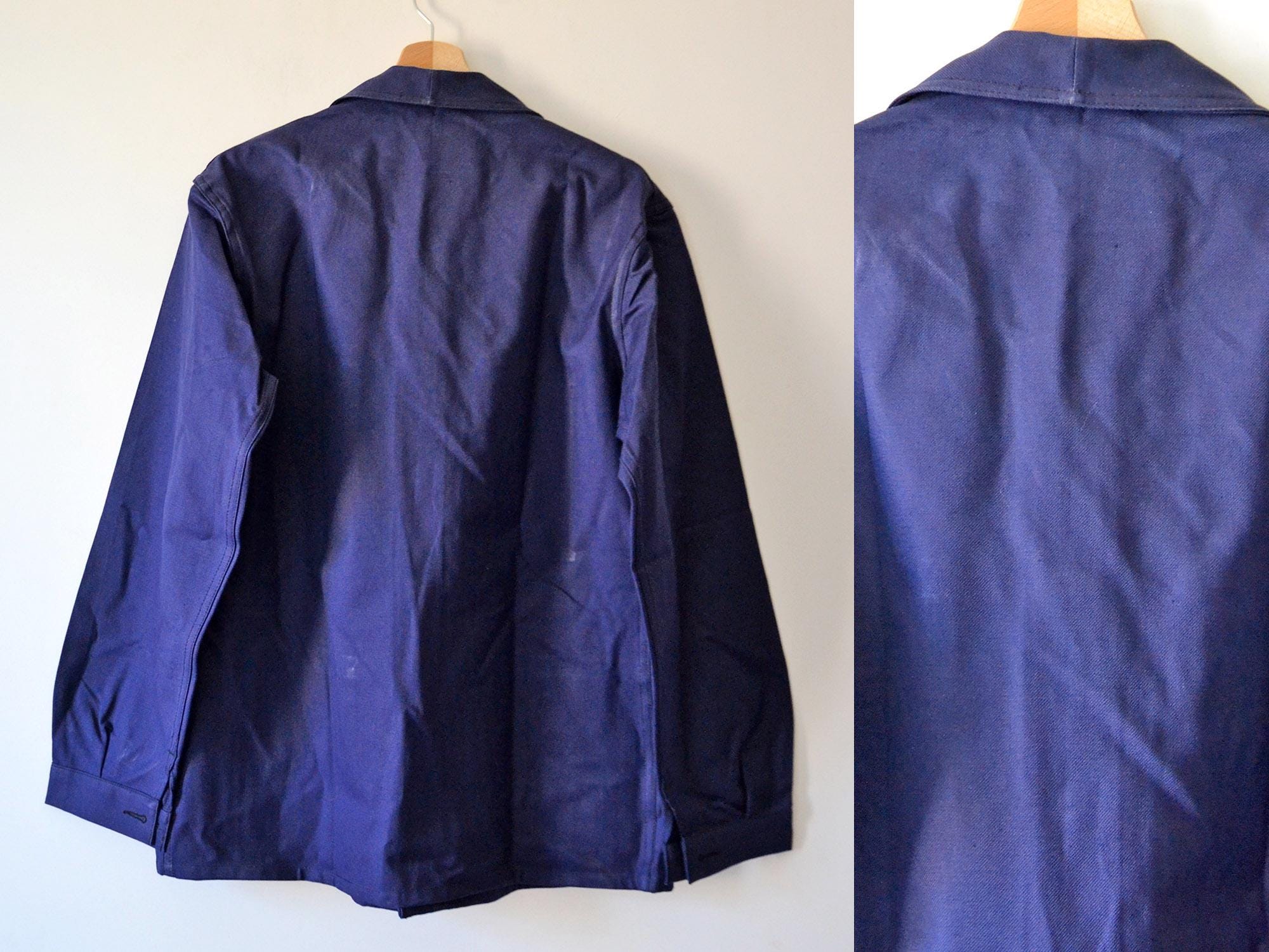 Vintage Work Jacket, Indigo Blue Cotton, French Workwear, Size L - Etsy