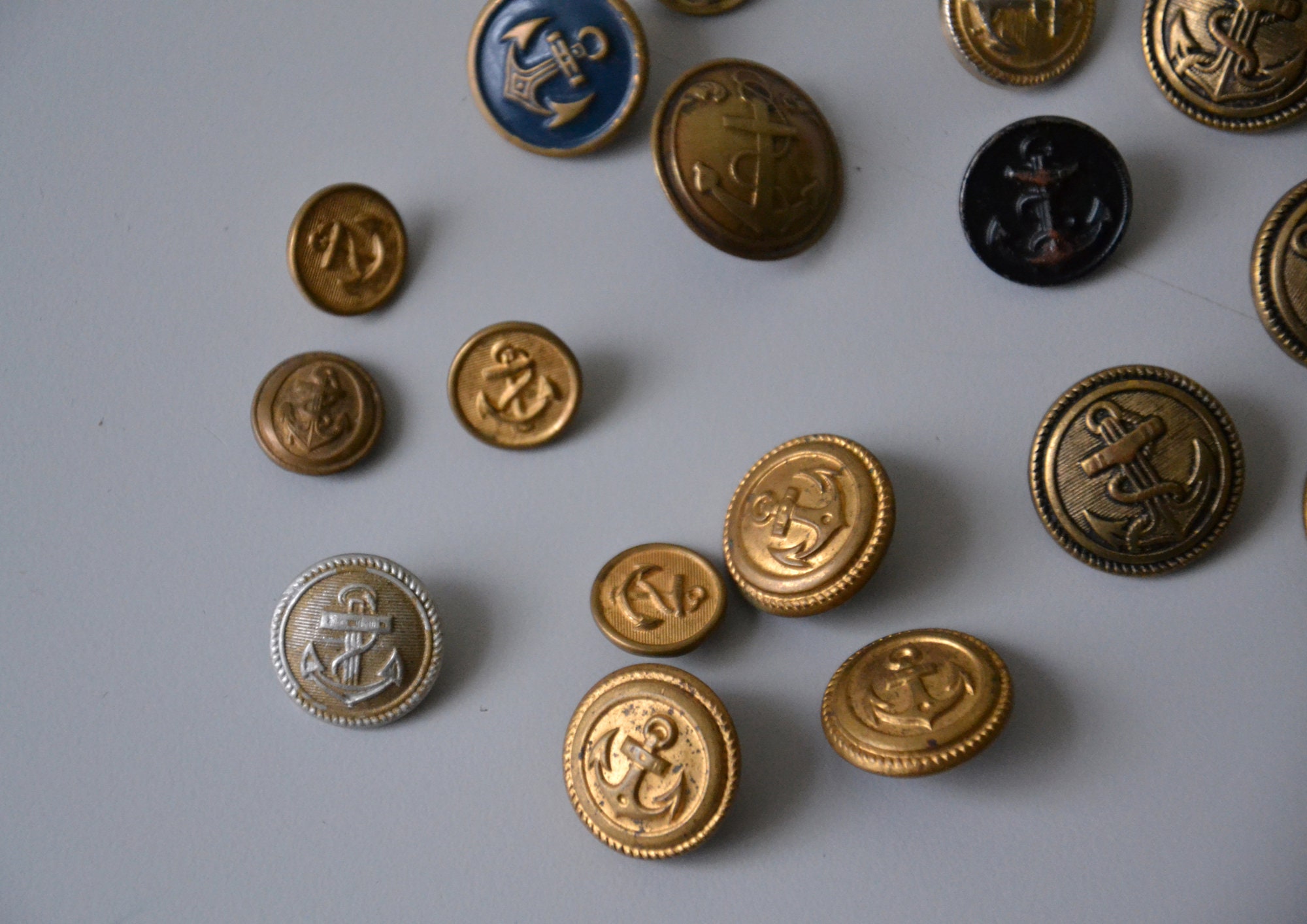 Vintage French Army Navy Anchor Buttons Set | Etsy