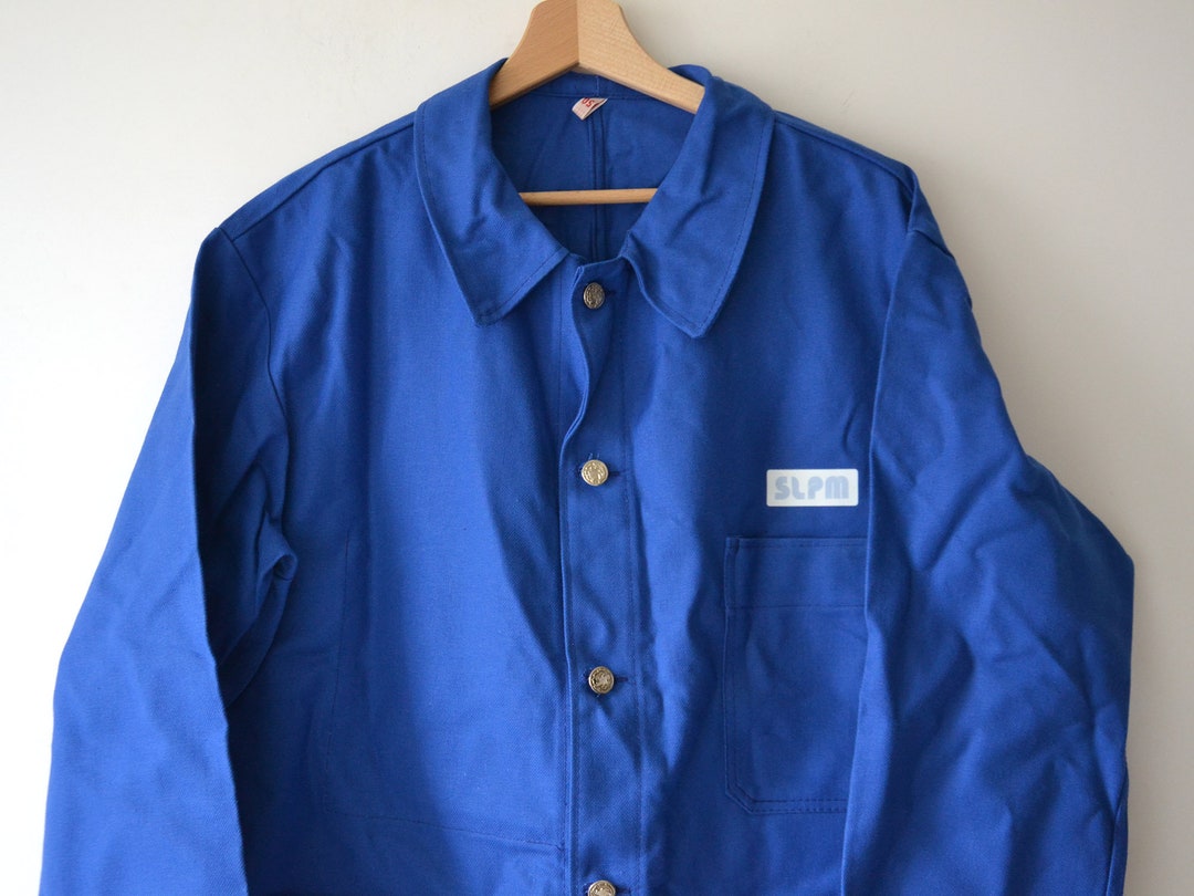 Vintage Work Jacket With Logo, Bugatti Blue Cotton, French Workwear ...