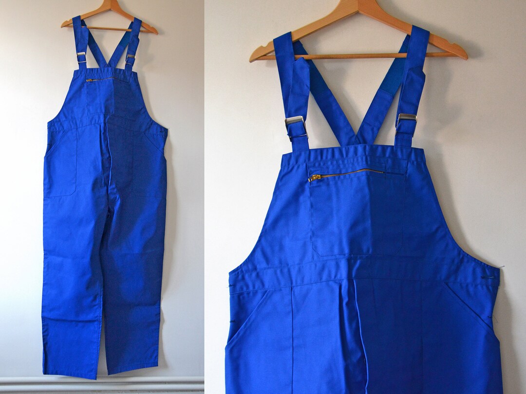 Vintage Blue Work Overalls, French Chore Dungarees TERGAL / Size L - Etsy
