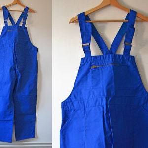 Vintage Blue Work Overalls, French Chore Dungarees TERGAL / Size L - Etsy