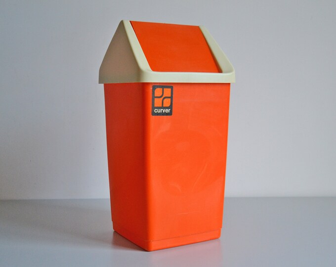 Vintage Orange 70s Trash Can CURVER Made in Holland - Etsy