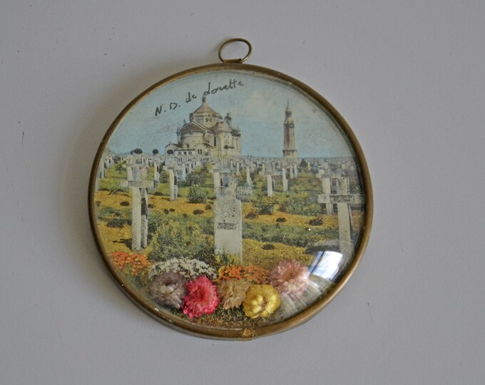 Vintage Reliquary Ex Voto Our Lady of Lorette, French Curved Glass ...