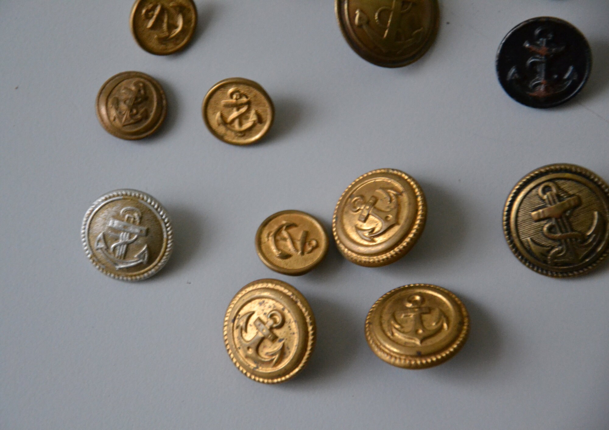 Vintage French army navy anchor buttons set | Etsy